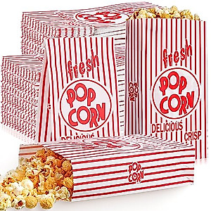 Paper Popcorn Bags 2 oz Popcorn Bags Individual Servings Red and White Striped Popcorn Bags for Popcorn Machine Movie Nights Birthday Carnival Party Supplies (200 Pcs)