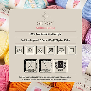 Sensy Softee Baby Yarn, 3.5 oz, 275 Yards, Gauge 3 Light (Blue)