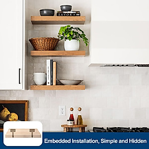 MHMYDZ 8 Pcs 6" Black Solid Steel Floating Shelf Bracket Blind Shelf Supports - Hidden Brackets for Floating Wood Shelves - Concealed Blind Shelf Support – Screws and Wall Plugs Included