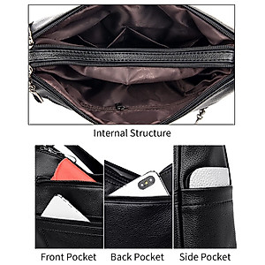 Oichy Crossbody Bags for Women Soft PU Leather Shoulder Bag Multi Pocket Purses and Handbags Lightweight Pocketbooks (Black)