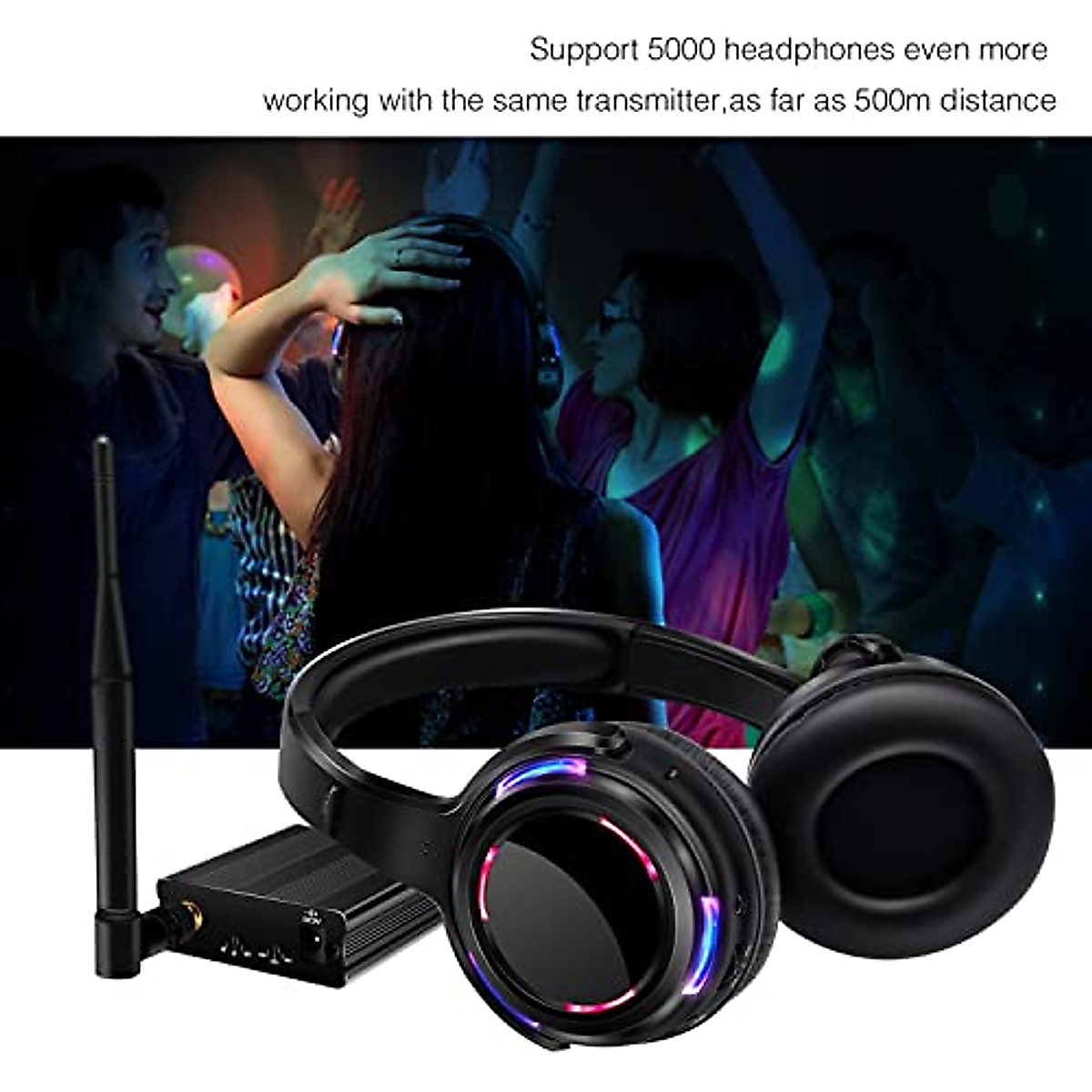 General Factory Sell Silent Disco led Headphone Complete System (20 led Headphone + 3 Transmitter)