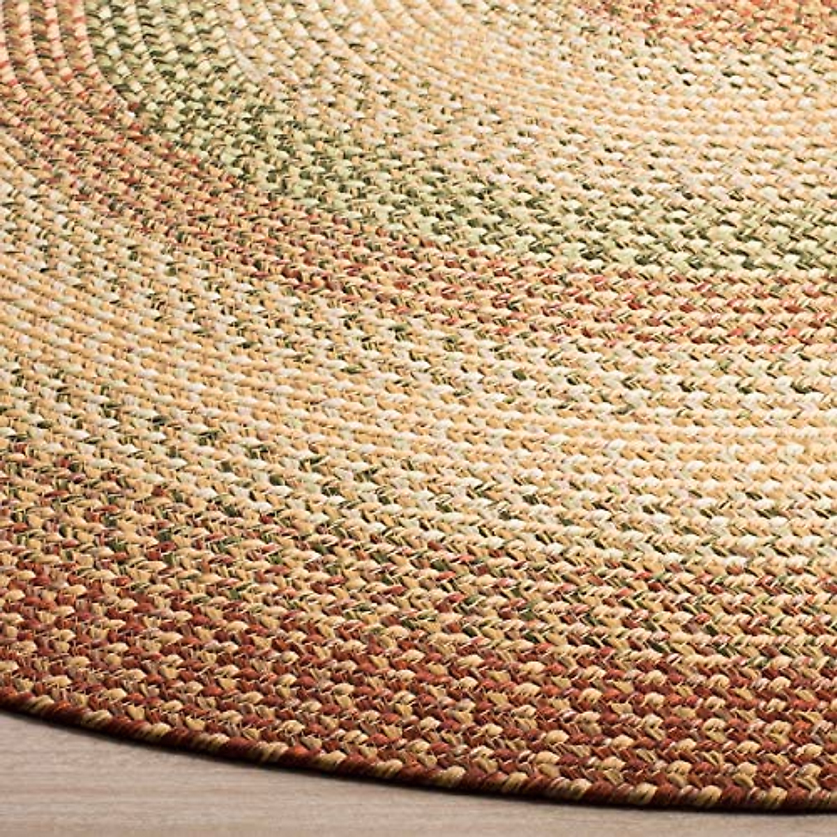 SAFAVIEH Braided Collection 5' Round Rust / Multi BRD303A Handmade Country Cottage Reversible Area Rug