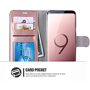 ERAGLOW Galaxy S9 Wallet Case, Galaxy S9 Case, Premium PU Leather Wallet Flip Protective Case Cover with Card Slots and Kickstand for Samsung Galaxy S9 (Rose Gold)