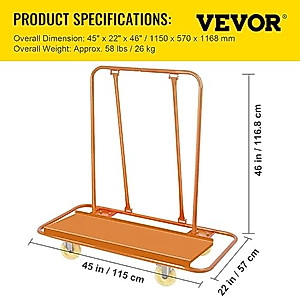 Mophorn Drywall Cart 1600LBS Load Capacity Drywall Cart Dolly Handling Sheetrock Sheet Panel Service Cart Heavy Duty Casters