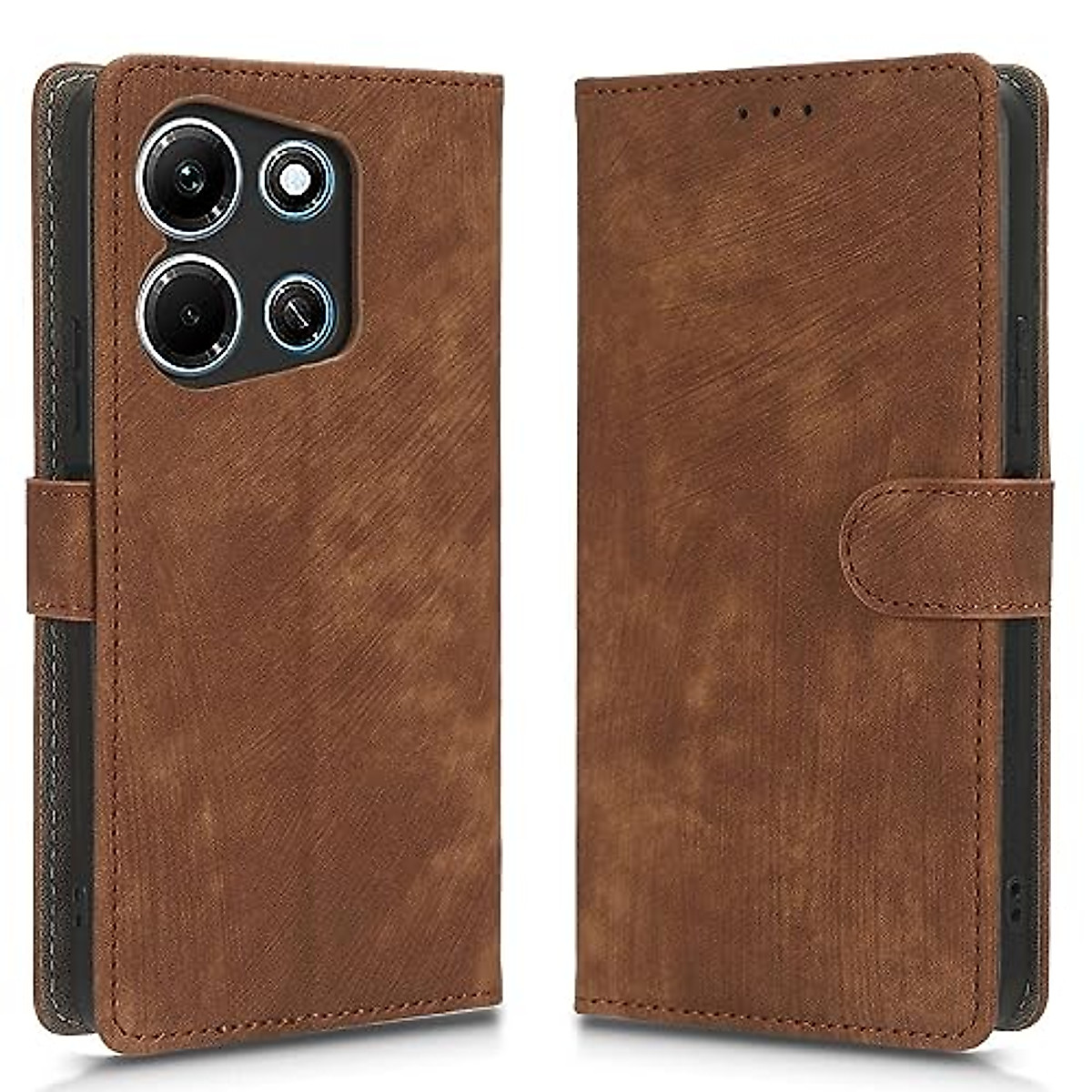 Case Compatible with Infinix Note 30i 4G X6716,Leather Case with Card Slot.Wallet Design,RFID Protection.Standable Flip Case Brown