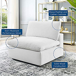 Modway Commix Down-Filled Overstuffed Performance Velvet Sectional Sofa Armless Chair