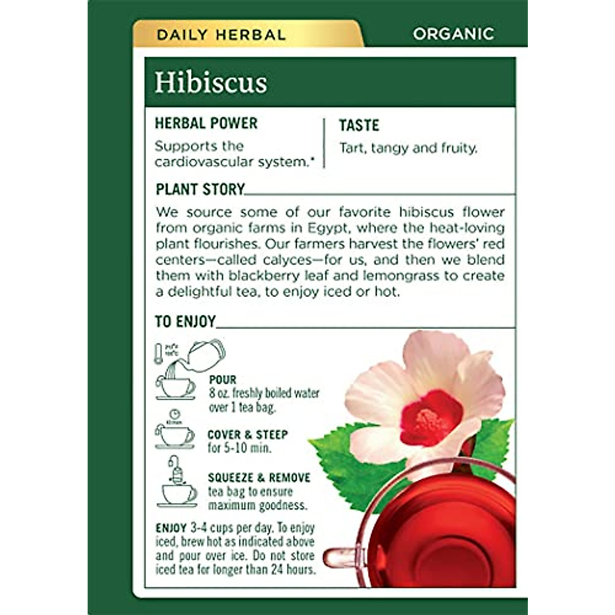 Traditional Medicinals Tea, Organic Hibiscus, Supports Your Cardiovascular System, 16 Tea Bags