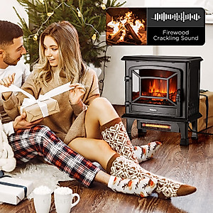 TURBRO Suburbs 20 in. Electric Fireplace Infrared Heater with Crackling Sound, Freestanding Fireplace Stove with Realistic Flame Effect, CSA Certified, Overheating Protection, Easy to Assemble, 1400W