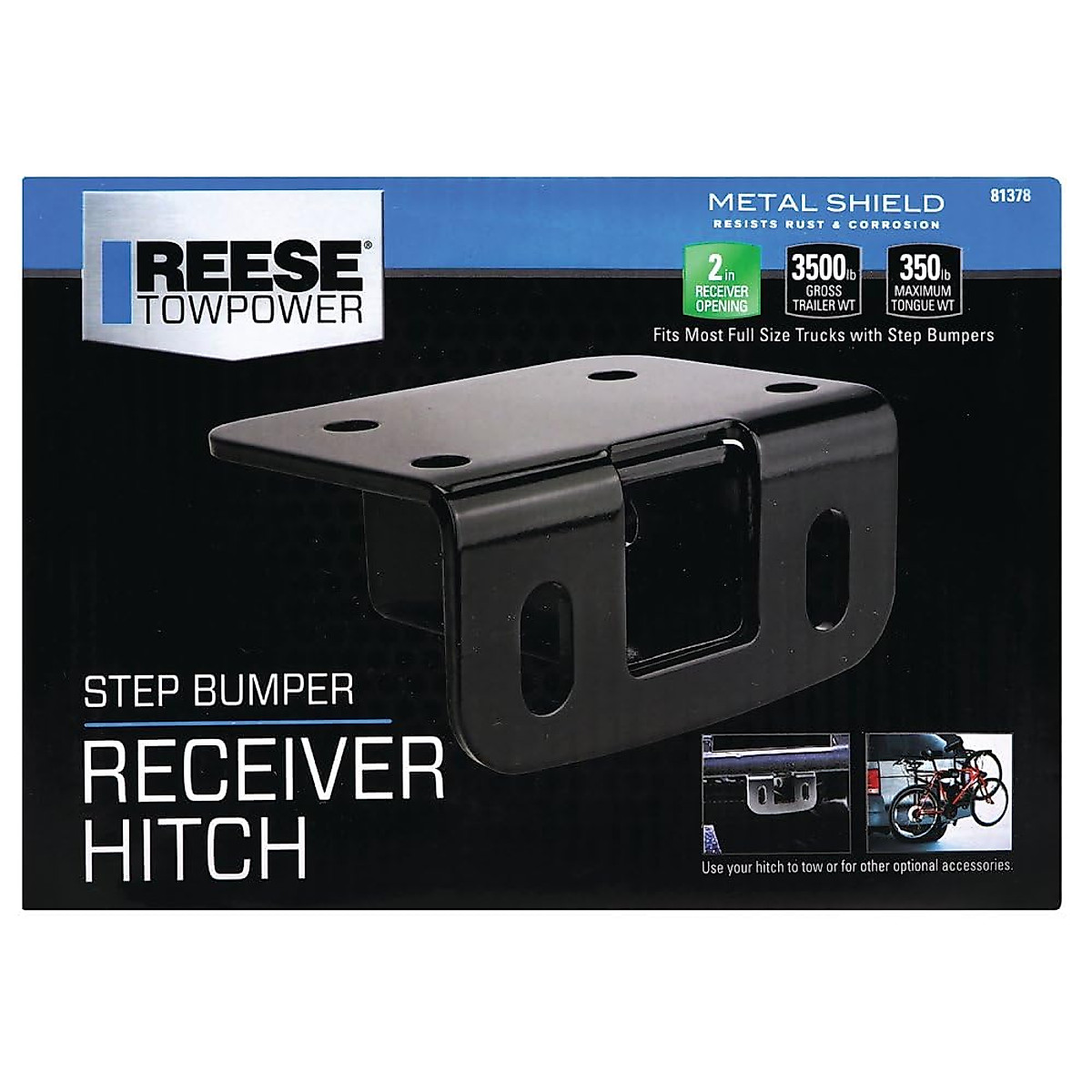 Reese Towpower 81378 Class II Step Bumper Receiver Hitch, Black