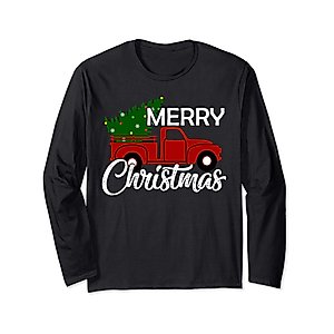 Red wagon truck Vintage Christmas gift for men women kids Long Sleeve T-Shirt