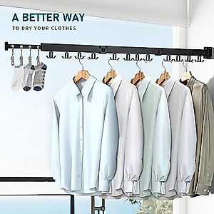 Augot Clothes Drying Rack, Tri-Fold Laundry Drying Rack Wall Mount, Retractable Clothes Hanger Rack Space-Saver, Collapsible Laundry Drying Rack for Laundry, Balcony, Bedroom-User Friendly & Durable