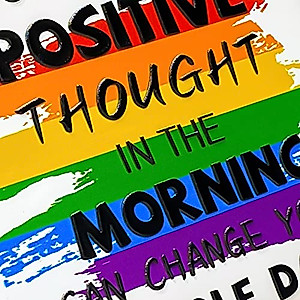 QiCHo Inspirational Quotes Desk Decor Gifts One Small Positive Thought Office Desk Sign Encouragement Cheer Up Gifts Office Inspiration Positive Plaque With Wooden Display Stand