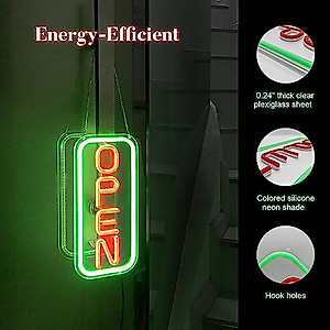 BESTIELAM Neon Sign, OPEN Neon Signs for Business, Ultra Bright Green & Red LED Neon Lights For Wall Decor & Room Decor, Restaurant, Store, Bar, Party Decoration, USB Powered, 9"x 16"