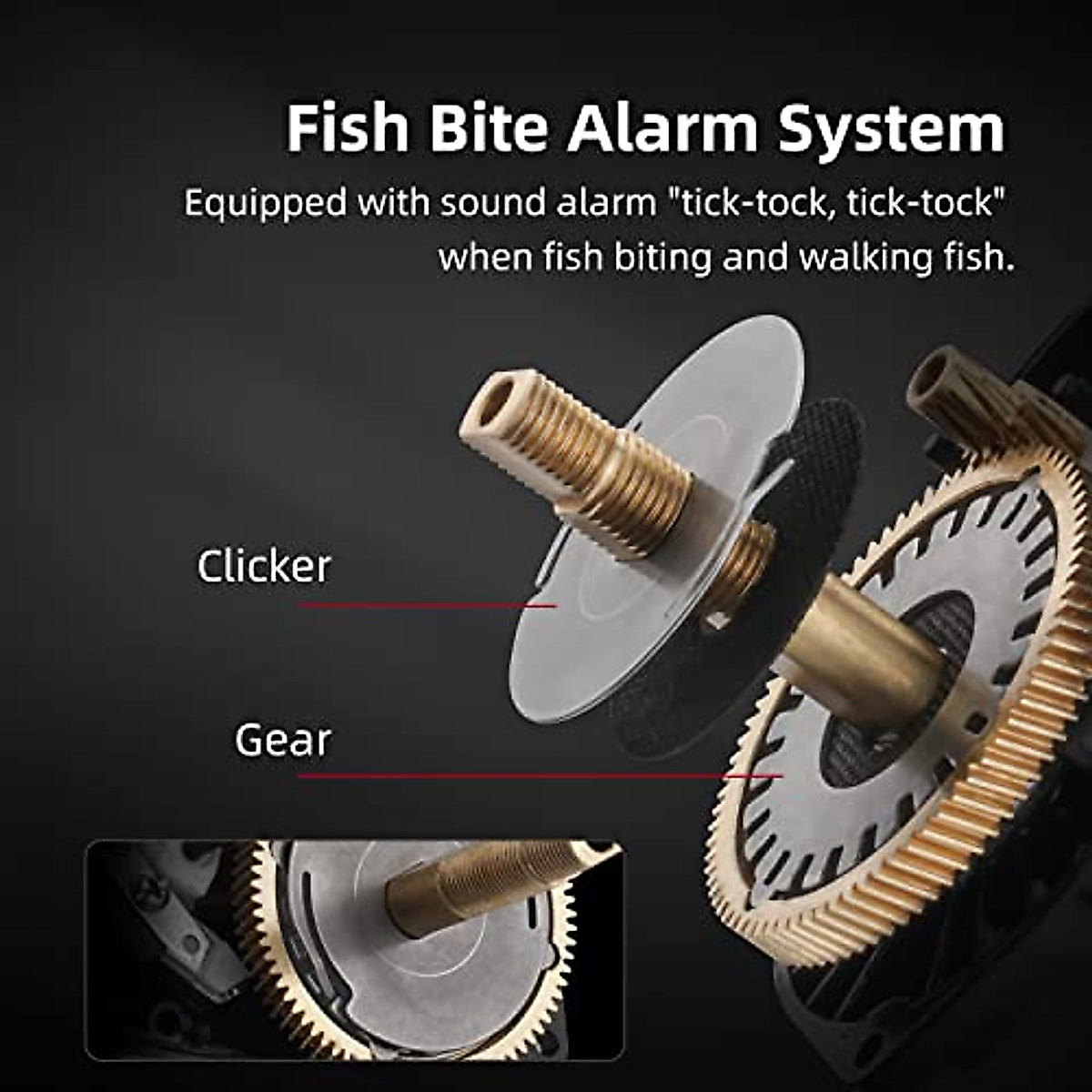 RUNCL Heroism Fishing Baitcasting Reels, 17.64LB Carbon Fiber Baitcasters, 7.3:1 Gear Ratio, 12 Levels Magnet Brake System, 7+1 BB, New Compact Design High-tech Innovation with Fish Bite Alarm System