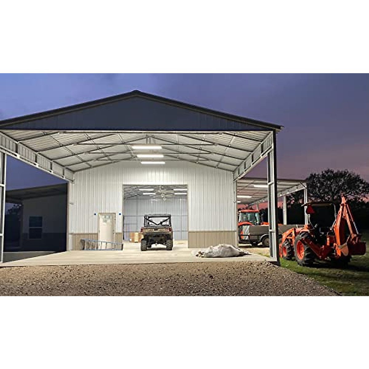 PrimeLights 4 Bulb / Lamp T8 LED High Bay Utility Shop Garage Warehouse Light Fixture 11,400 Lumens, 120-277V