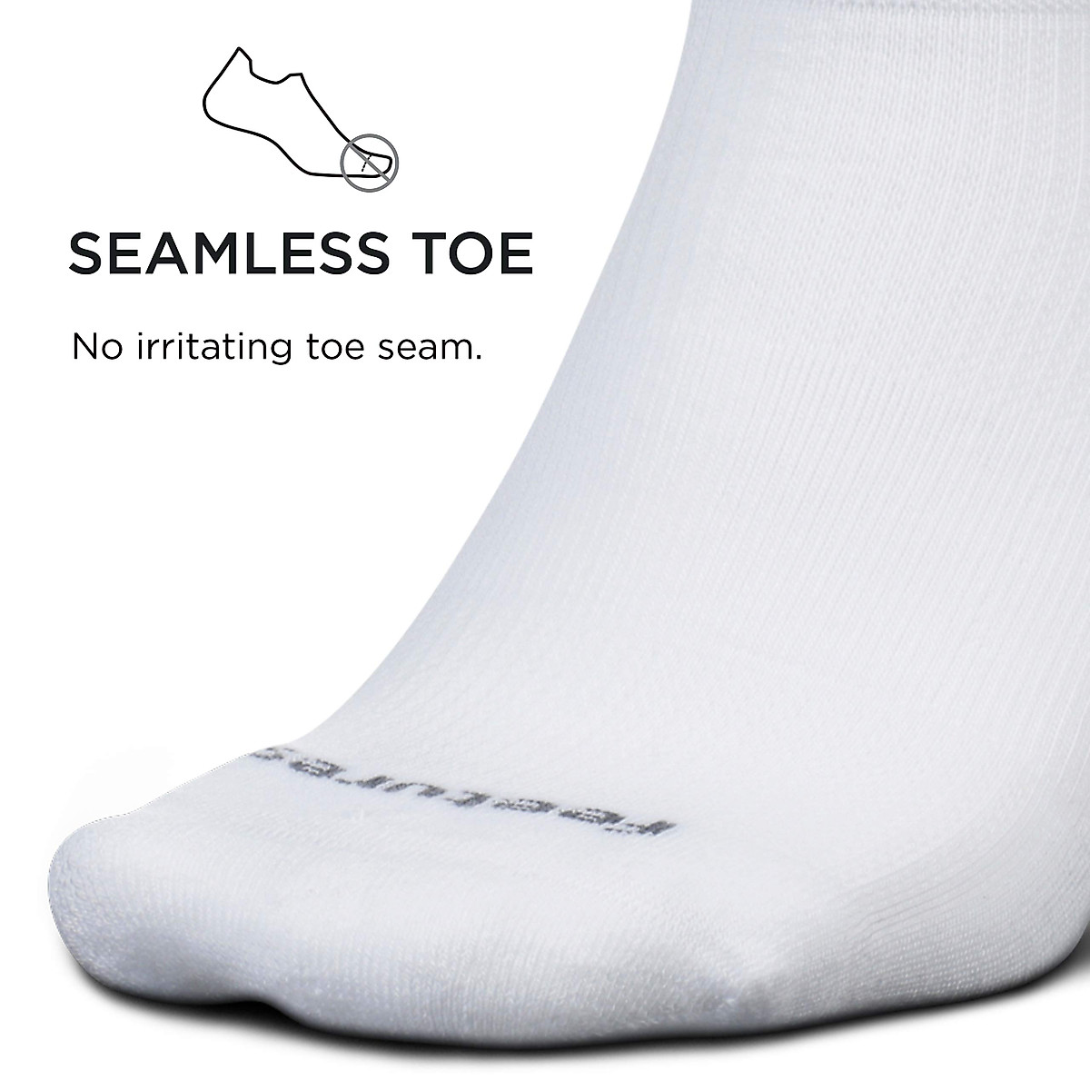 Feetures Unisex Therapeutic Cushion Quarter Sock (Medium, White)