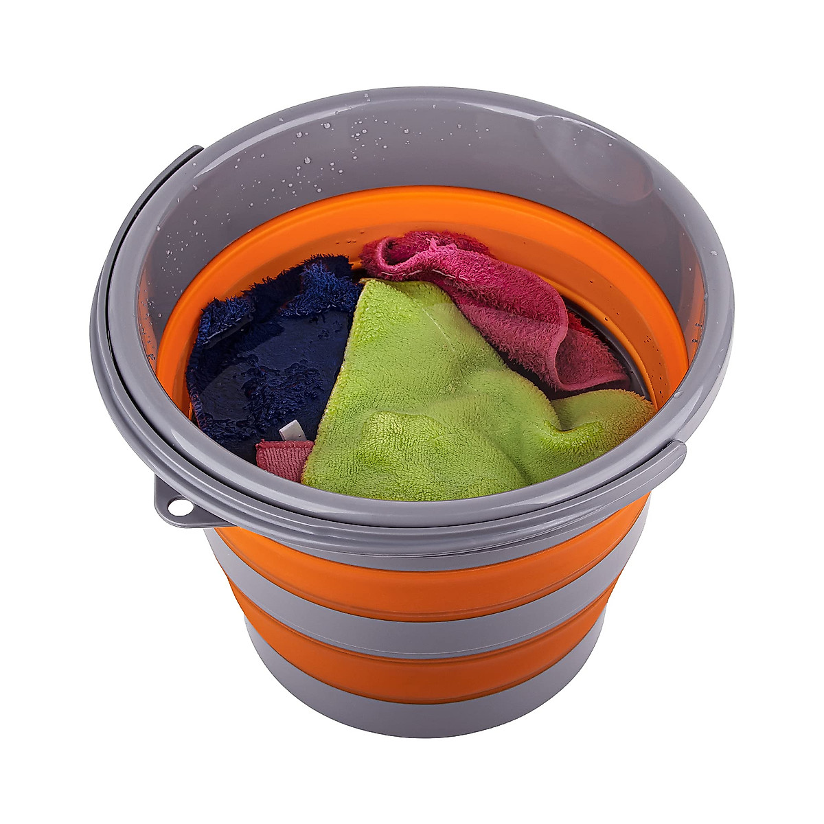 2 Pack Collapsible Sink with 1.32 Gal / 5L and 2.64 Gal / 10L, Foldable Round Tub, Space Saving Outdoor Waterpot for Garden or Camping, Portable Fishing Water Pail