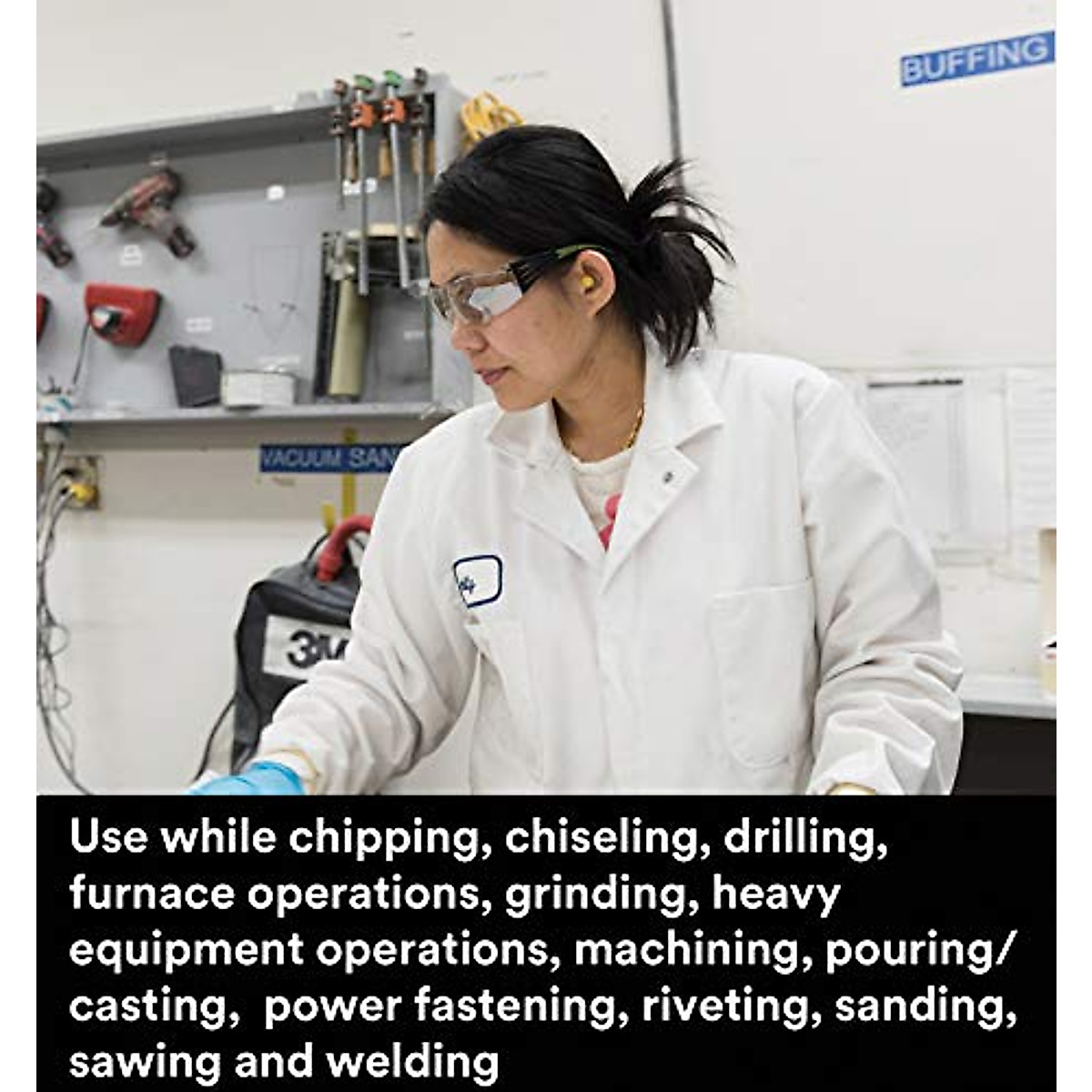 3M Ear Plugs, 30 Pairs/Box, E-A-R Classic 310-1060, Uncorded, Disposable, Foam, NRR 29, For Drilling, Grinding, Machining, Sawing, Sanding, Welding, 1 Pair/Pillow Pack,Yellow