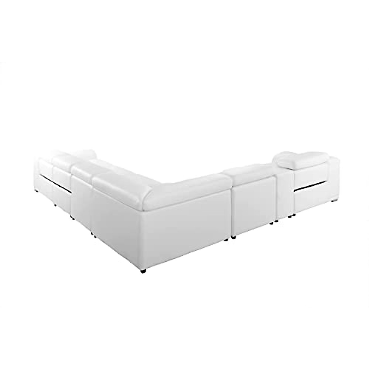 Blackjack Furniture Venice 8 Piece Sectional Sofa with 3-Power Recliners, Features Adjustable Headrest, Lumbar Support, USB and Wireless Charging Station, Extra Large Storage, 1 Console, White