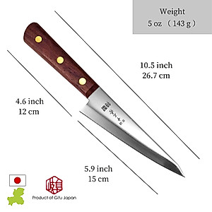Seki Japan Tomihide Japanese Professional Boning Knife Traiangle Type, 150 mm (5.9 inch), Japanese Stainless steel Kitchen Cutlery, Chef Knives with Wood Handle for Home Kitchen & Restaurant