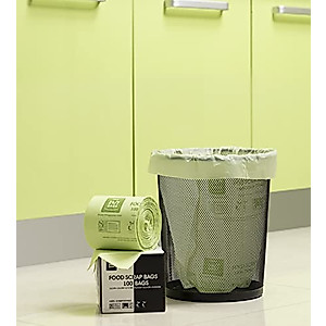 200 Count 100% Compostable Bags, 2.6 Gallon – Small Kitchen Trash Bin Bags, US BPI & OK Compost Home Certified, ASTM D6400 Certified (2 Pack Of 100)