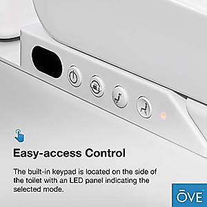 Ove Decors Nova Bidet Toilet Built-in Tankless Elongated, Automatic Flushing, Heated Seat, Soft Close, ECO Mode with Remote Control, White