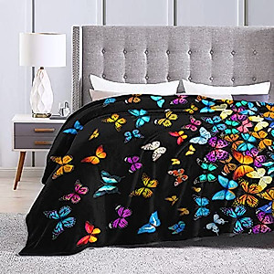 Butterfly Blanket Beautiful Butterfly Throw Blanket Ultra Soft Flannel Colorful Butterflies Blanket Gifts for Kids Adults 50"x40"
