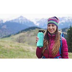 Frenchy EU Sports Water Bottle - 32 OZ, lids, Stainless Steel, Vacuum Insulated, Wide Mouth, Leak Proof, Reusable, Ecologique (Pacific)