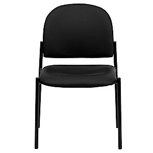 Flash Furniture Tania Comfort Black Vinyl Stackable Steel Side Reception Chair