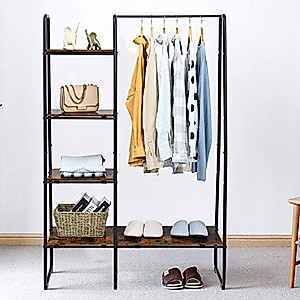 Nightcore Clothes Rack with Shelves, Metal Clothing Racks for Hanging Clothes, Freestanding Garment Rack, Portable Large Capacity Closet Organizer for Bedroom Entryway (Black)