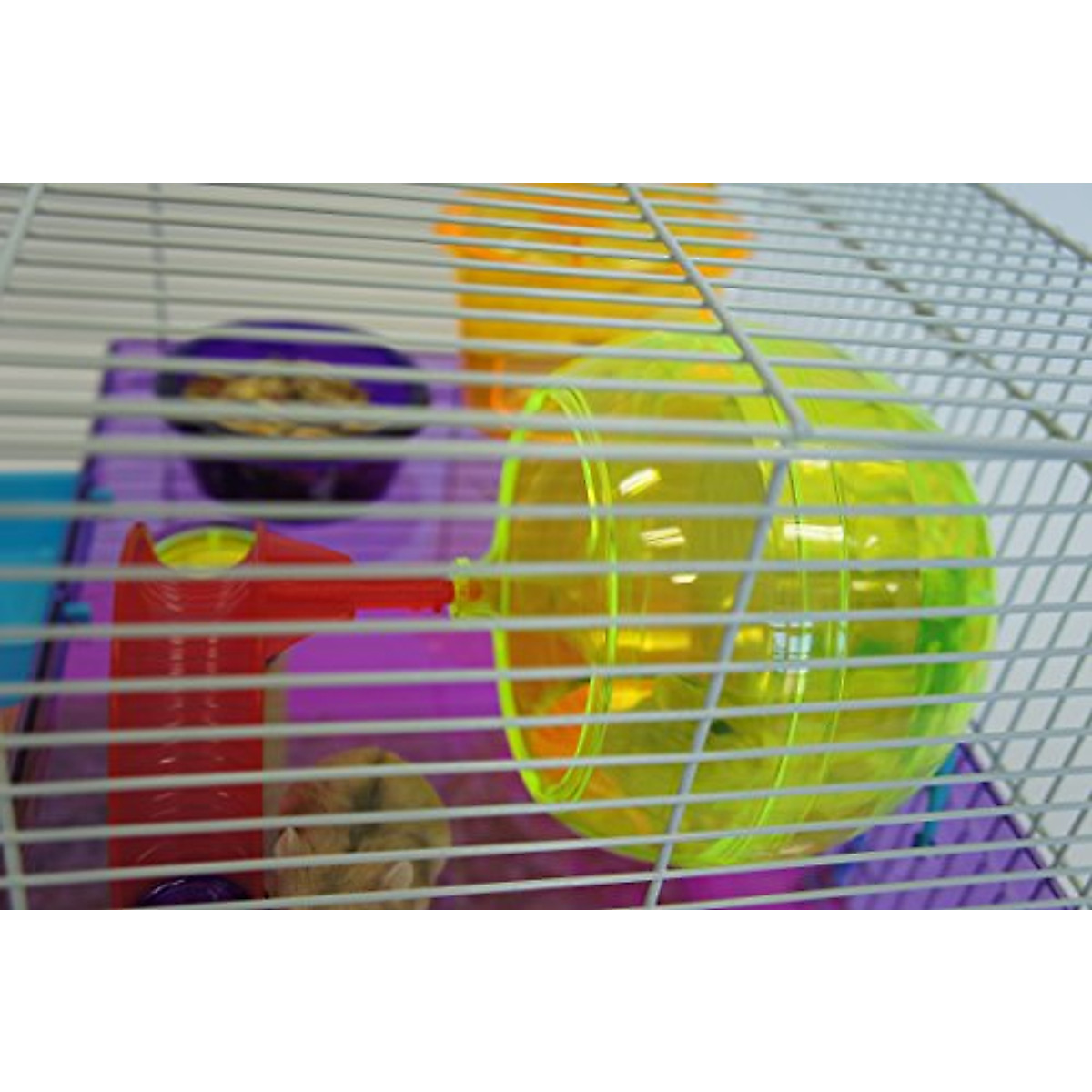 YML Clear Plastic Dwarf Hamster Mice Cage with Color Accessories, Pink