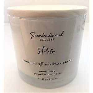 Natural Coconut + Beeswax Scented Candle Storm XL White Jar with Wooden Lid, 26 Oz.