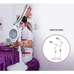 Floor Standing Magnifying Lamp, Adjustable Swivel Arm 16x Magnifier Lamp Light for Skiare Beauty Manicure Tattoo Salon Spa with Rolling Floor Stand Interesting Life