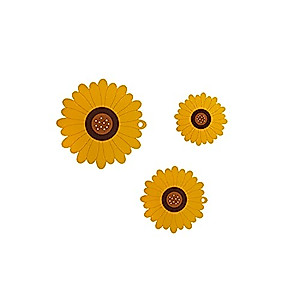 3 Pcs Anti-Hot Trivet Mat，Sunflower Anti-Heat Pan Mat， Antislip Heat Resistant Placemat for Hot Dishes, Pots, Pans（1 Large, 1medium, 1small）