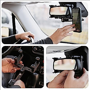 Statik Magnetic Car Rear View Mirror Phone Holder | Eye Level Driving | 360 Rotation Retractable Adjustable | Sturdy Rearview Mirror Phone Mount Magnet