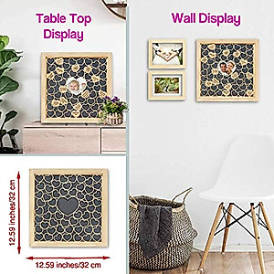 HavenSnug Guest Book Alternative Picture Frame - 55 Small and 1pc Big Wooden Heart for Funeral Guest Book, Memorial Gift, Wedding, Baby Shower, Bridal Shower, Anniversary, Birthday, Retirement