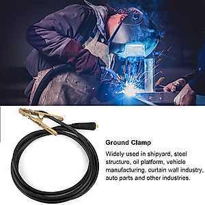 Welding Ground Clamp Lead Assembly, TIG Plasma A Type Grounding Clip 260A Welding Brass Ground Clamp MMA ARC Welder Earth Clamp 3Meter 25mm²