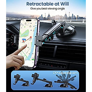 Wireless Car Charger, MOKPR 15W Fast Charging Auto-Clamping Car Mount Universal Hands-Free Car Charger Mount for Dash Windshield Air Vent Compatible with iPhone 15/14/13/12, Samsung S23/S22/S21 Black