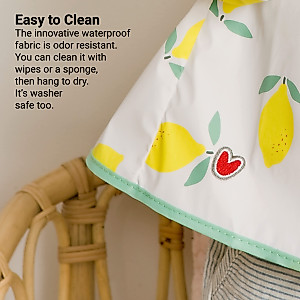 BabyToLove Smart Smock | Waterproof Coverall | Stay Clean, Mom’s Favorite | Mealtime and Activity Coverup | Happy Lemon