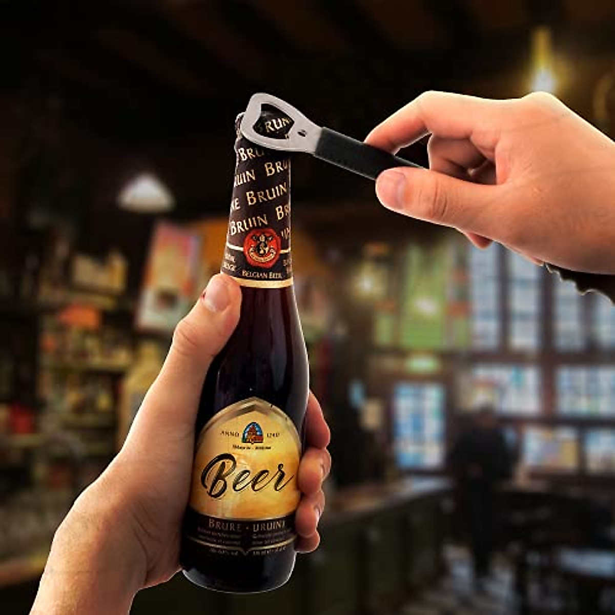 Ponwec BBQ Grill Cleaning Tool and Bottle Opener with 1PCS S-Shaped Hook,Extended Handle BBQ Grill Scraper Tool for Any Grilling Grill Grates | Gas Grill Men Gifts | Barbecue