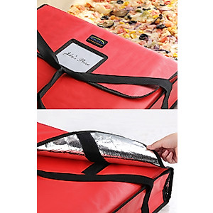 New Star Foodservice 50110 Insulated Pizza Delivery Bag, 22" by 22" by 5", Red