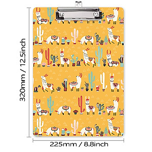 Hongri Clipboard, Fashion Design Letter Size Wooden Clipboards for Students, Women, Man and Kids, Cute Custom Pattern, A4 Standard Size 9" x 12.5" with Low Profile Metal Clip, Yellow Cactus
