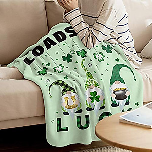 Throw Blanket for Bed,Flannel Lightweight Cozy Luxury Super Soft Blanket (40x50inches),Plush Blankets and Throws for Bed Couch Sofa Bedroom Travel Happy St. Patrick's Day Clover Gnome Buffalo