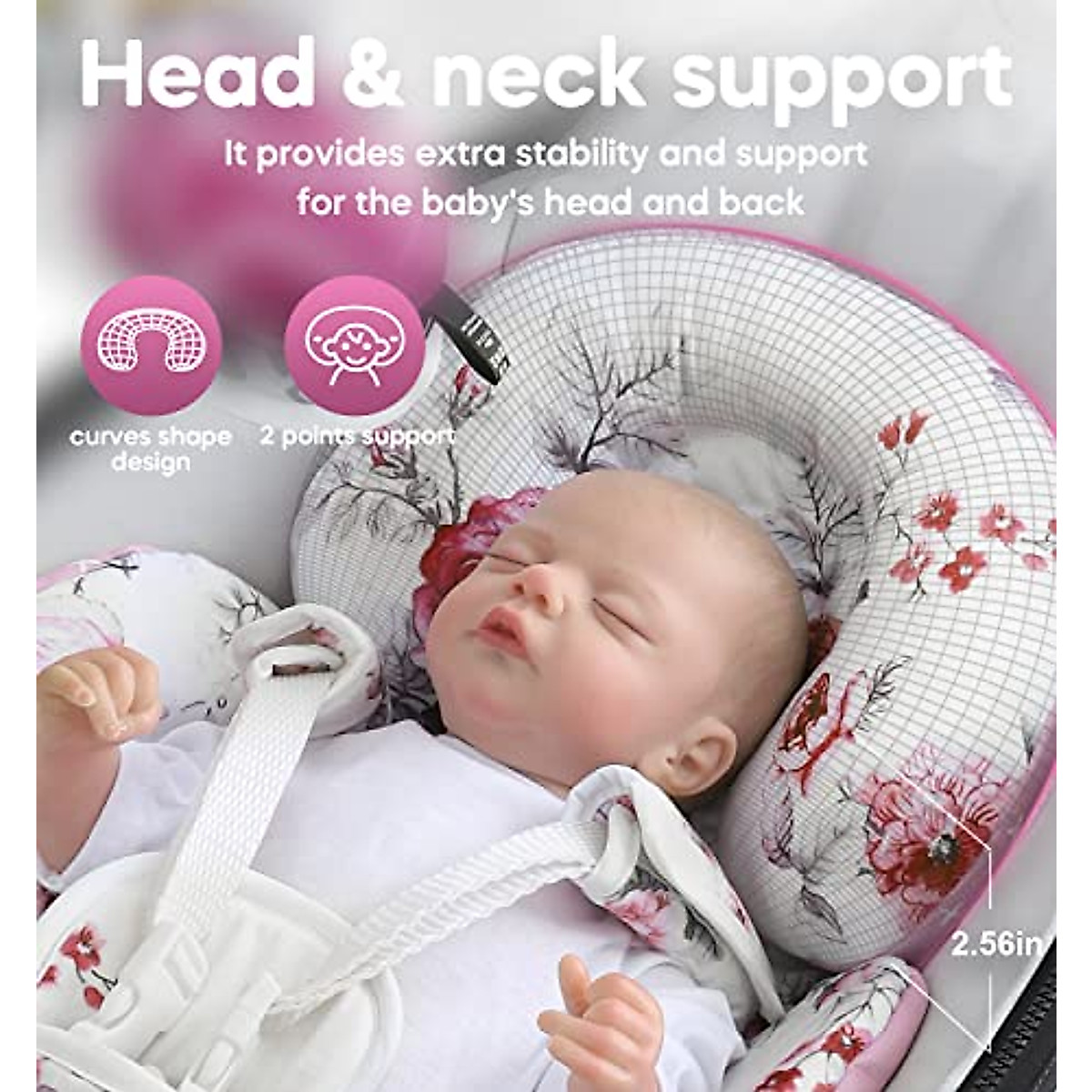 Mamatepe Infant Insert Compatible with 4moms Mamaroo RockaRoo & Graco DuetSoothe Swing, Reversible Newborn Insert Head & Body Support Cushion,Breathable Soft Fabric, Machine Washable, Blush Pink, 1Pcs