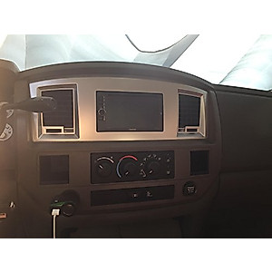 Custom Install Parts Khaki w/Silver Double Din Stereo Radio Dash Kit Install Bezel +Wiring Harness+Antenna Adapter Compatible with Dodge Ram 2006-2009(Khaki/Silver Standard Non Canbus Wire Harness)