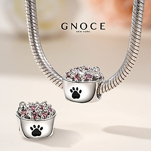 GNOCE Pet Food Bowl Charm Bead 925 Sterling Silver Charms Fits For Bracelet/Necklace Jewelry Gift For Women Wife