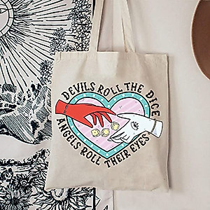 TOBGB Album Inspired Tote Bag Romantic Songs Lyrics Gifts Singer Fans Tote Lyrics Gifts Gifts for Music Lovers (Devils Roll Tote)