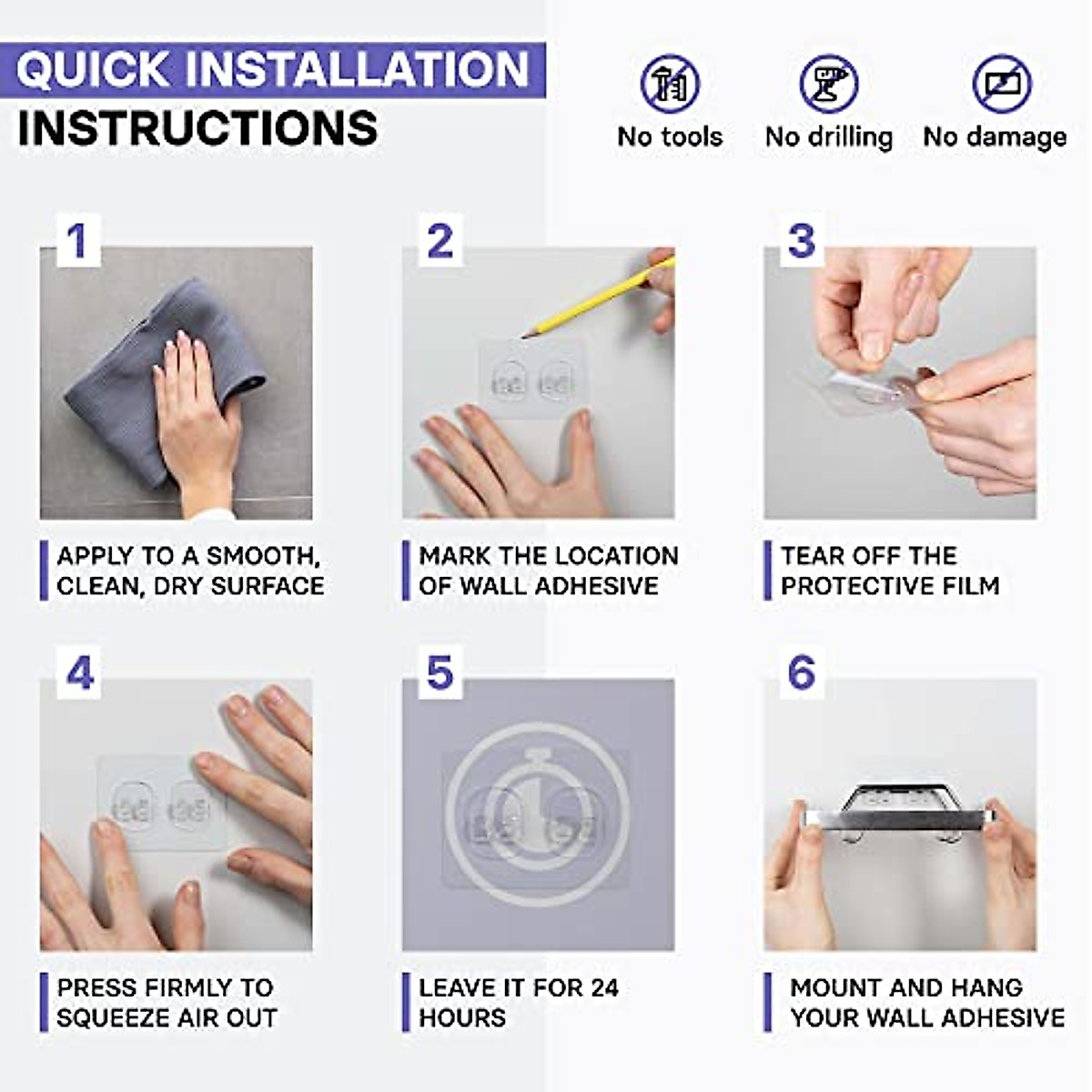 KINCMAX 2 Packs Strong Sticky Waterproof Heavy-Duty Sponge Holder Adhesives Nail Free Transparent Adhesive Pads for Kitchen Sink Organizers, Sink Brush Holder, Soap Dishes