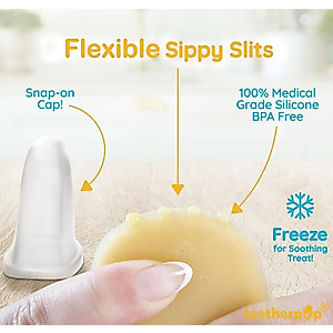 Teetherpop Fillable Silicone Teether for Babies – Cooling Teething Relief - Breastmilk Popsicle Molds for Teething with Spill-Proof Sippy Slits – Pureed Baby Fruit Feeder (BlueOrange)