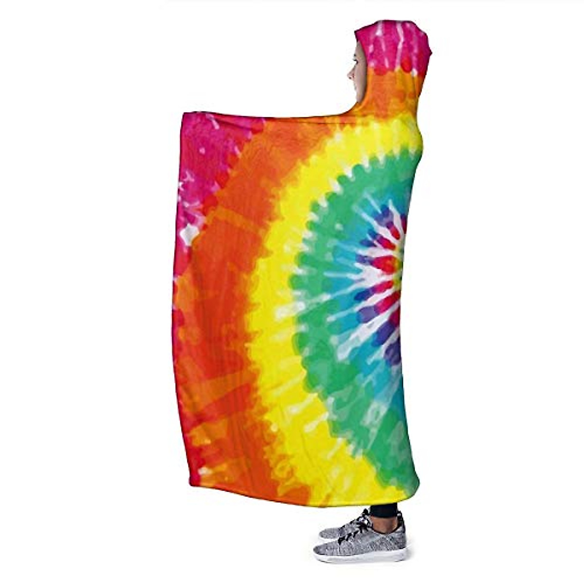 Tie Dye Hoodie Blanket Wearable Throw Blankets for Couch Blanket Hooded for Baby Kids Men Women